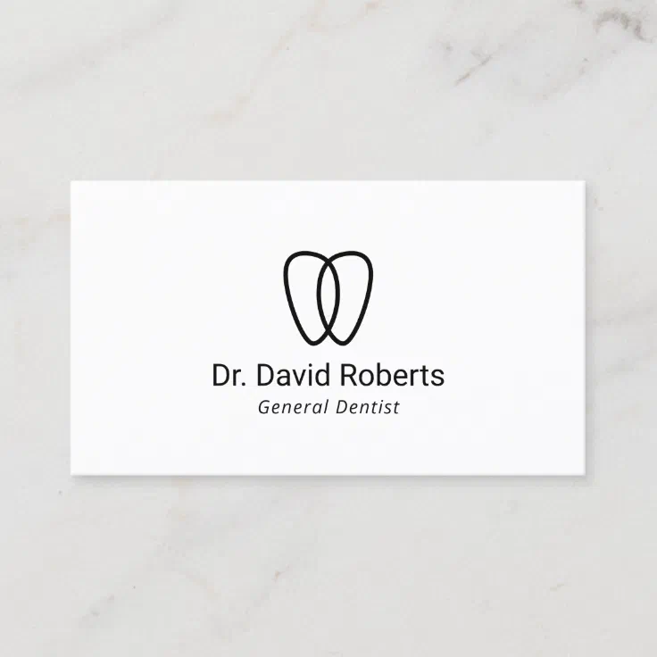 Dental Minimalist Tooth Logo Dentist Business Card | Zazzle
