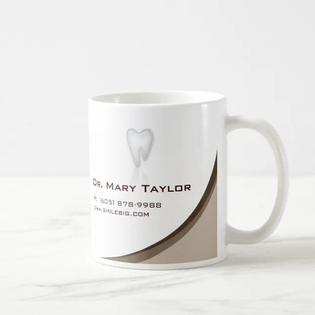 Dental Molar Tooth Logo Coffee Mug Beige Curve | Zazzle