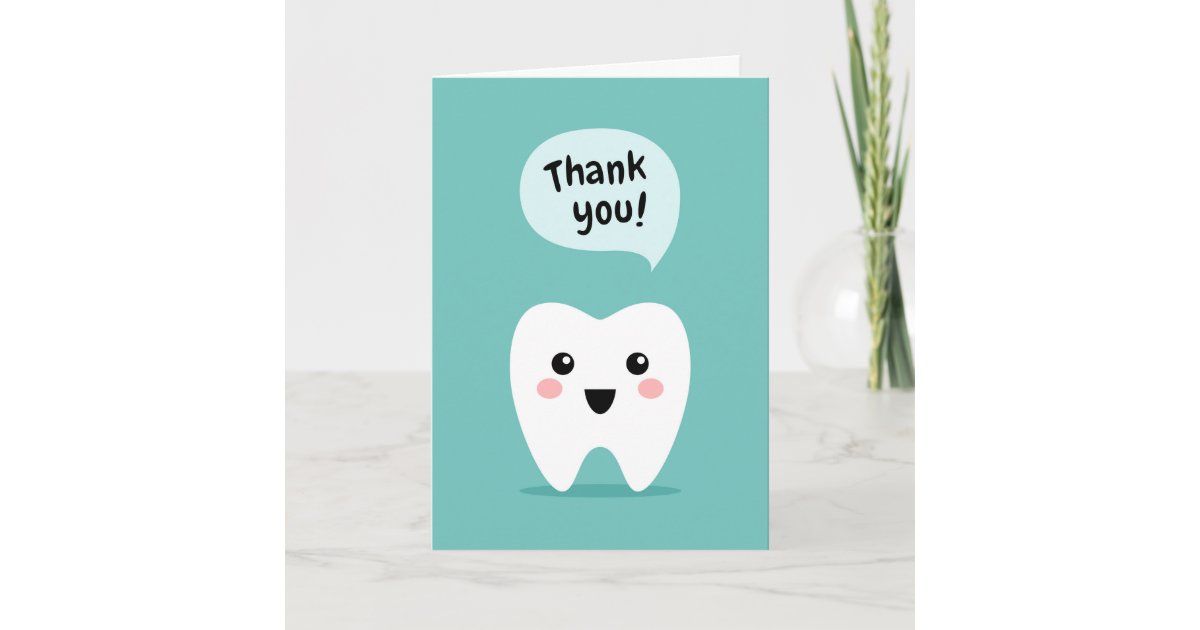 Dental thank you card with cute tooth | Zazzle