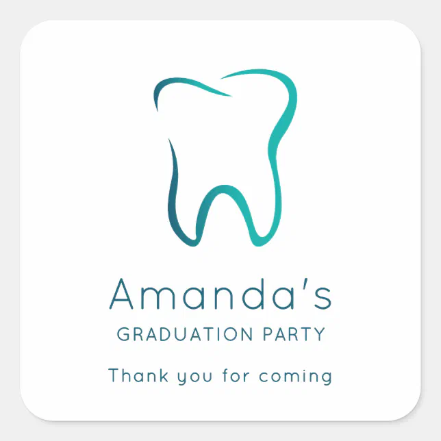 Dental Tooth Dentistry Medical Image Graduation Square Sticker | Zazzle
