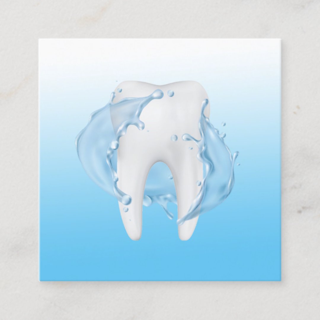 Dental Tooth Water Splash Professional Dentist Square Business Card ...