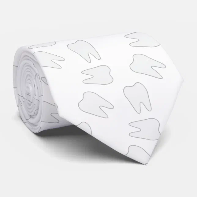 Dental White Tooth Pattern Dentist Tie | Zazzle
