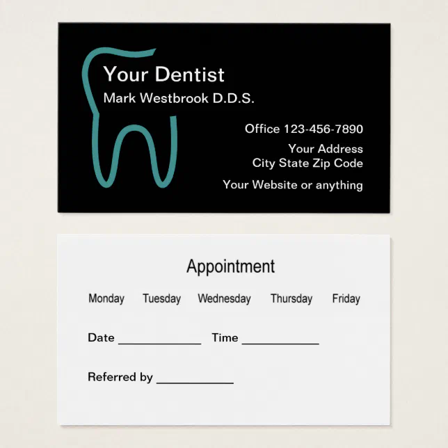 Dentist Appointment Business Cards | Zazzle