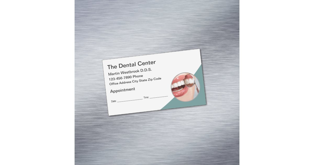 Dentist Appointment Reminder Business Card Magnets | Zazzle