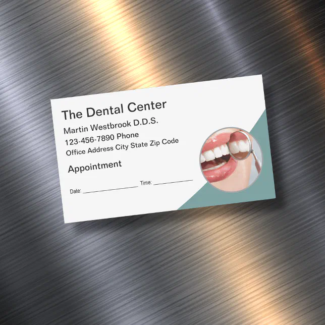 Dentist Appointment Reminder Business Card Magnets | Zazzle