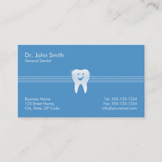 Dentist Blue Shiny Smiling Tooth Dental Appointment Card | Zazzle.com