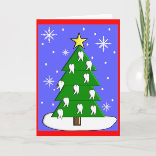 Dentist Christmas Tree CardsWith Tooth Decorations Holiday Card | Zazzle