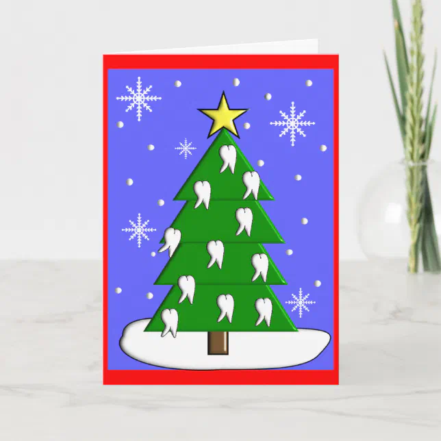 Dentist Christmas Tree CardsWith Tooth Decorations Holiday Card | Zazzle