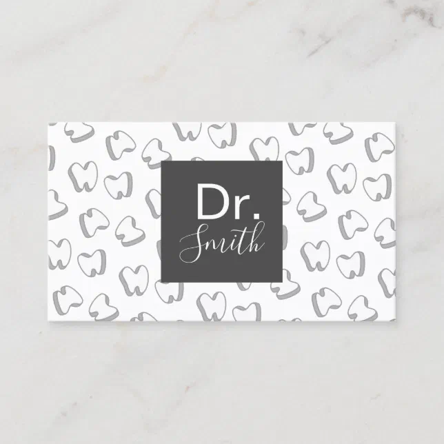 Dentist Cute 3D Tooth Pattern Dental Clinic Business Card | Zazzle