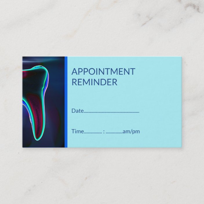 Dentist Dental Blue Tooth Appointment Reminder Business Card | Zazzle.com