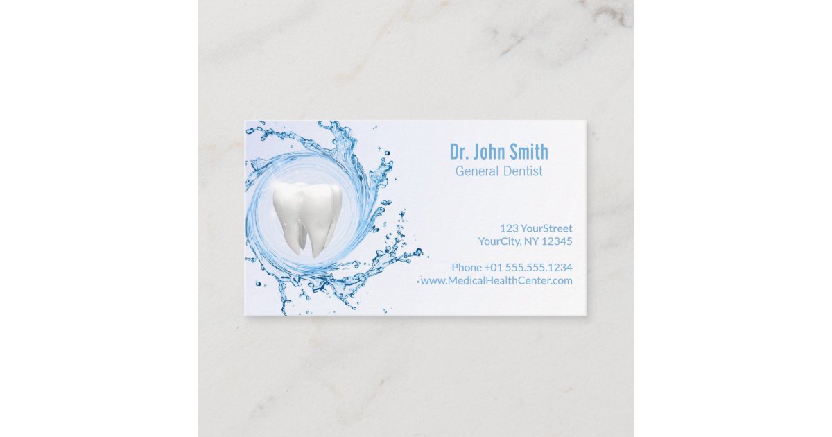 Dentist Dental Tooth Water Professional Appointment Card | Zazzle.com