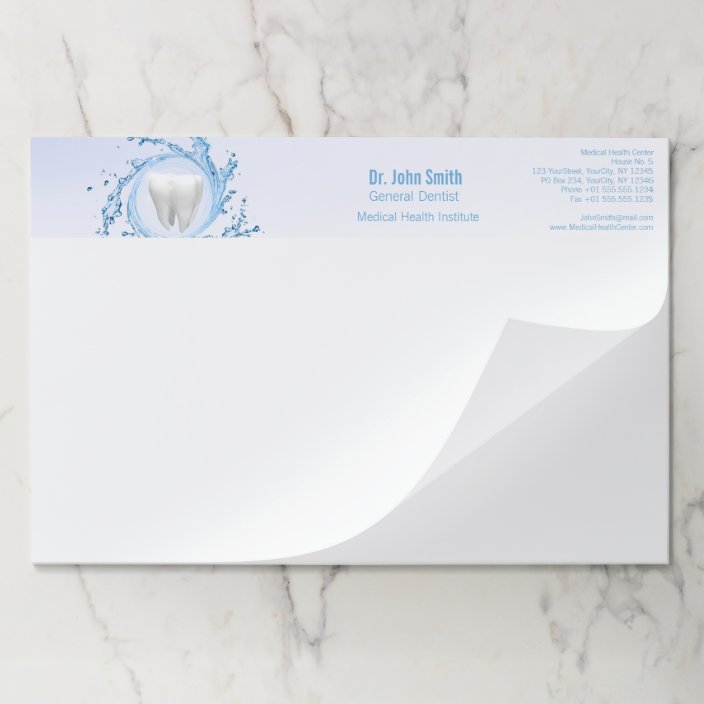 Dentist Dental Tooth Water Professional Paper Pad | Zazzle.com