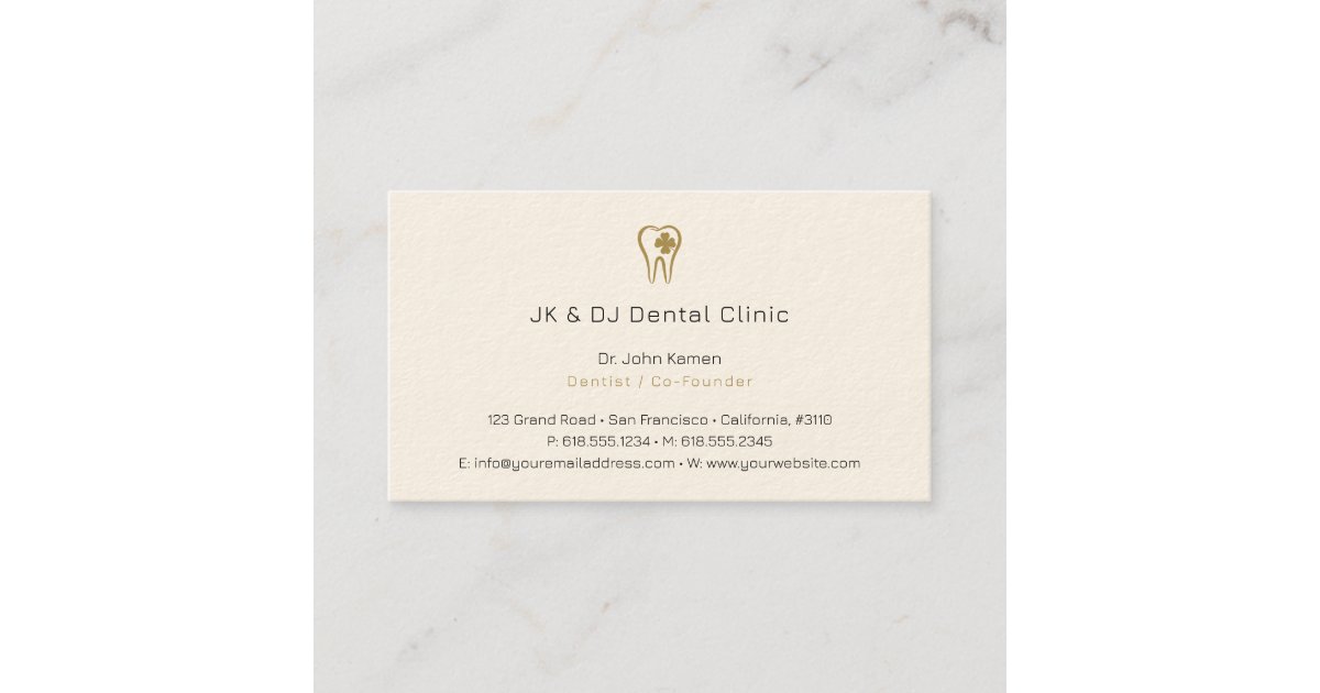 Dentist | Gold Lucky tooth Business Card | Zazzle