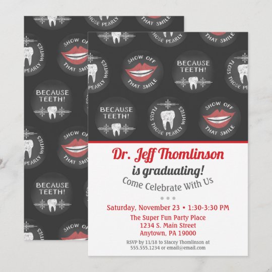 Dentist Graduation Invitation Chalk Dental Party | Zazzle.com