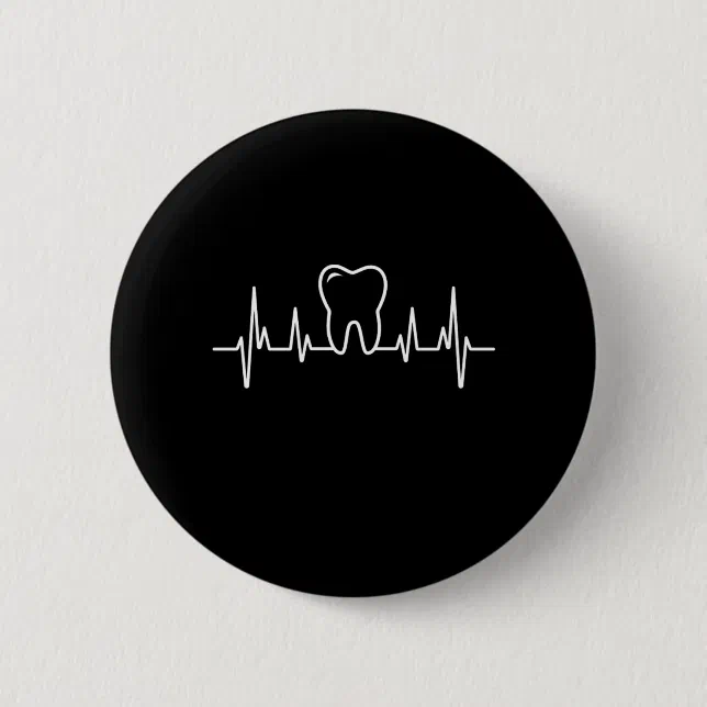 Dentist Heartbeat Teeth Tooth Doctor Detistry Gift Button | Zazzle