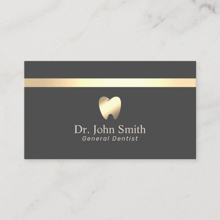Dentist Modern Gold Stripe Dark Gray Dental Care Business Card | Zazzle.com
