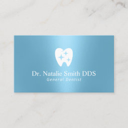 Dentist Modern Sparkle Tooth Logo Blue Dental Care Business Card | Zazzle