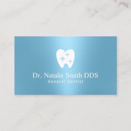 Dentist Modern Sparkle Tooth Logo Blue Dental Care Business Card | Zazzle