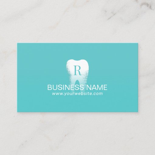 Dentist Monogram Tooth Logo Teal Dental Business Card | Zazzle