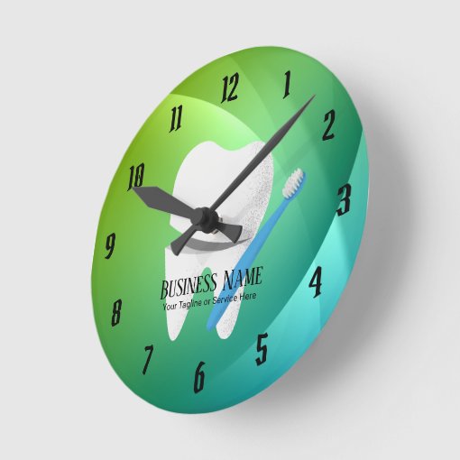 Dentist Office Dental Care Tooth & Toothbrush Round Clock | Zazzle