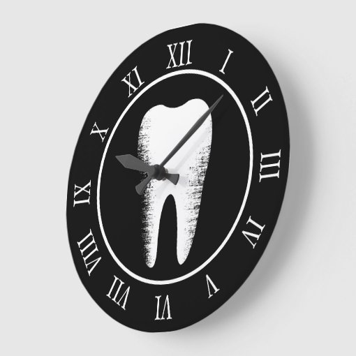 Dentist Office Dental Care Vintage White Tooth Large Clock | Zazzle