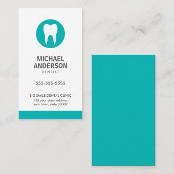 Dentist or dental clinic / assistant modern teal business card | Zazzle