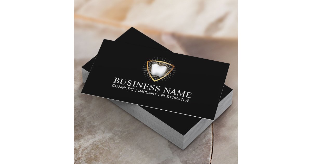 Dentist Royal Tooth Logo Modern Gold Dental Care Business Card | Zazzle