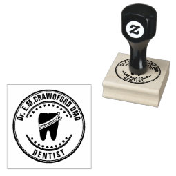 Dentist Rubber Stamp With Tooth And Your Name | Zazzle