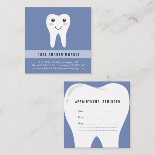 Dentist smiling tooth square business card | Zazzle
