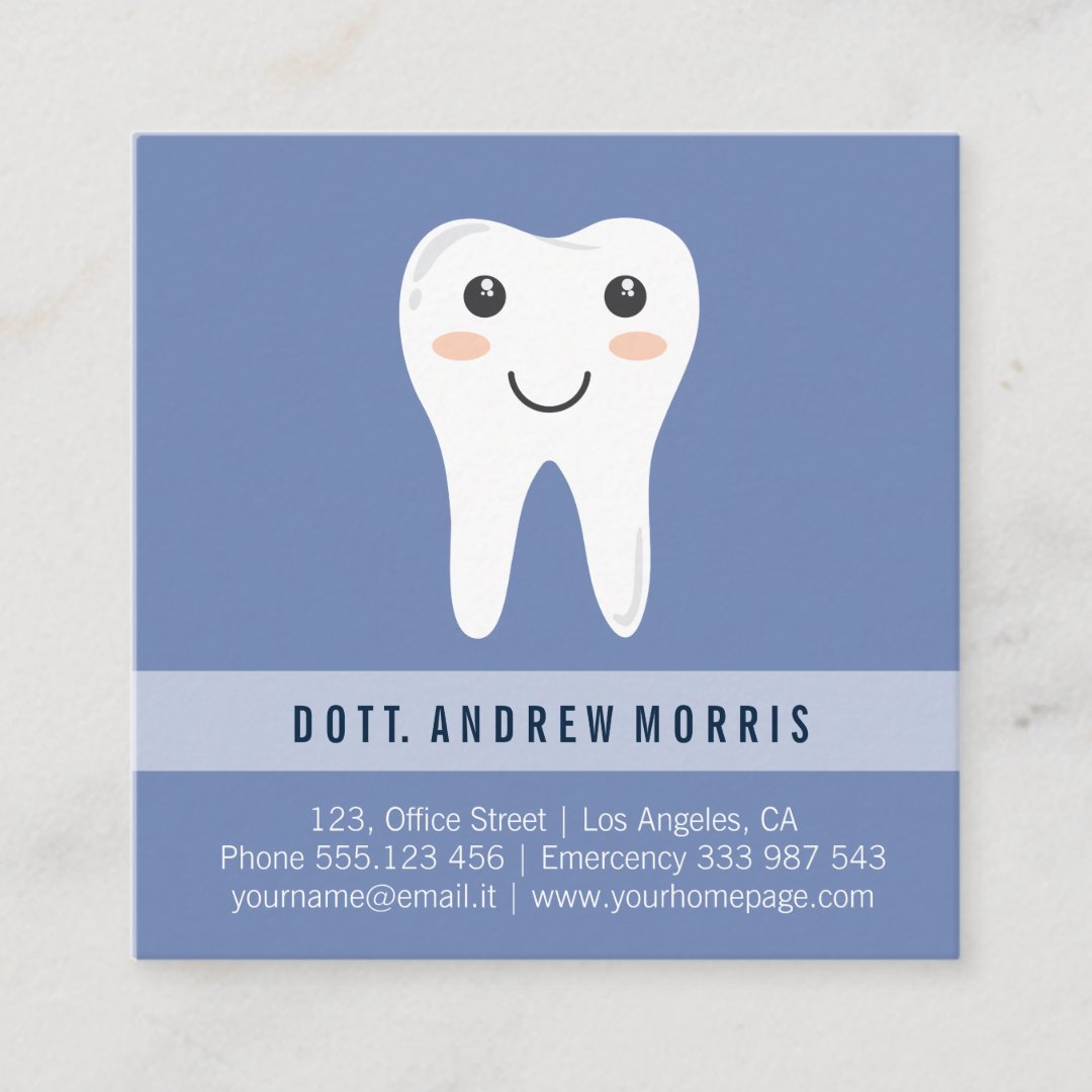 Dentist smiling tooth square business card | Zazzle
