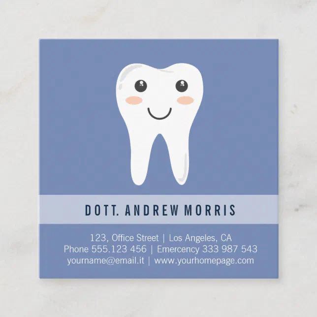 Dentist smiling tooth square business card | Zazzle