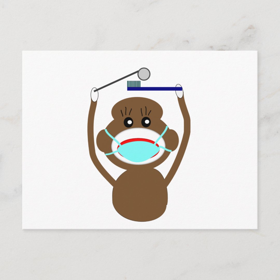 Dentist Sock Monkey Shirts and Gifts--Adorable Postcard | Zazzle