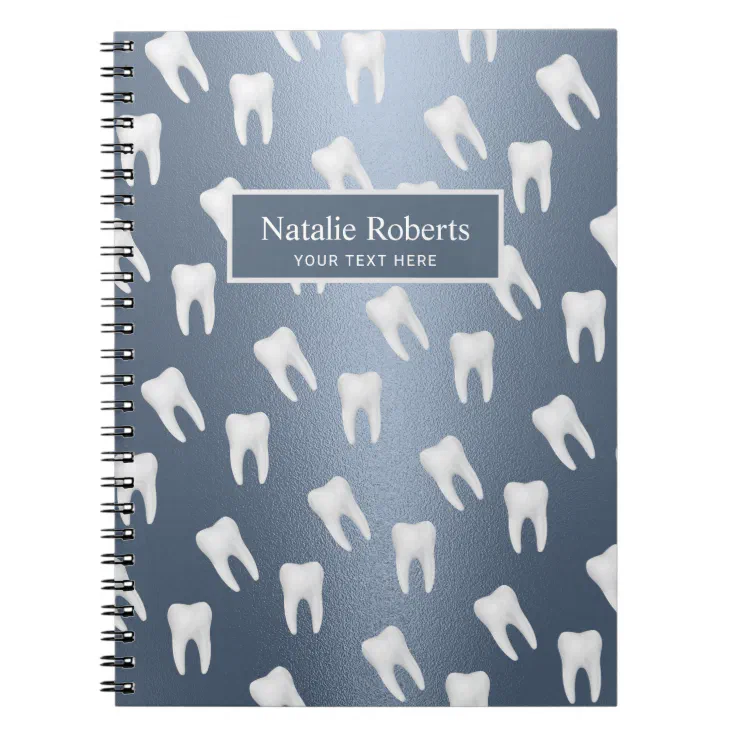 Dentist Teeth Pattern Dental Office Dusty Blue Notebook | Zazzle