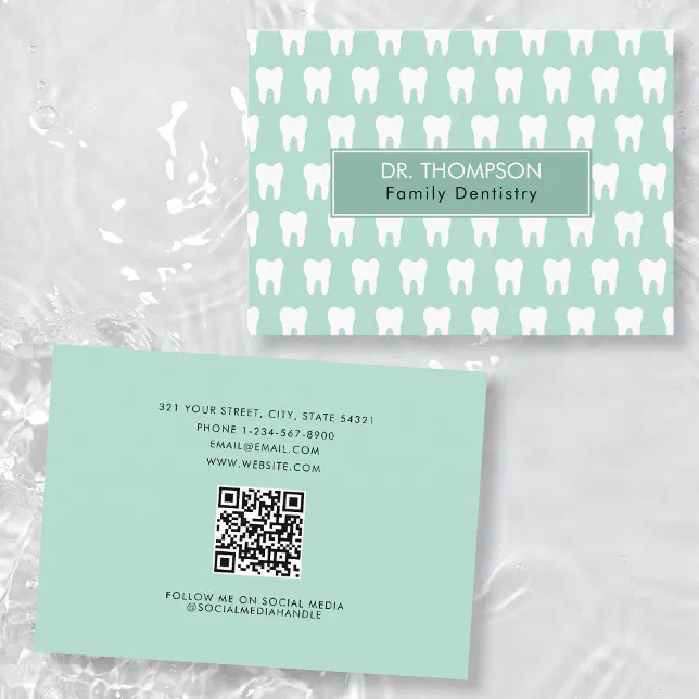 Dentist Tooth Logo Dentistry QR Code Social Media Business Card | Zazzle