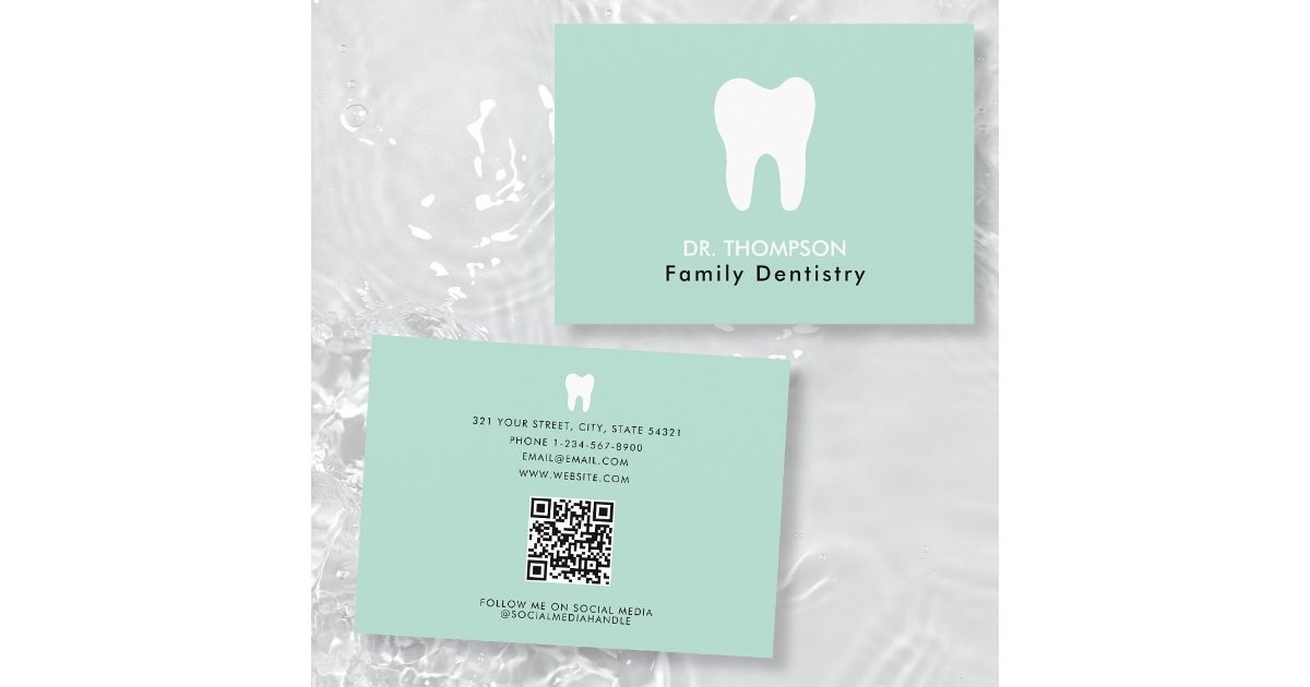Dentist Tooth Logo Dentistry QR Code Social Media Business Card | Zazzle