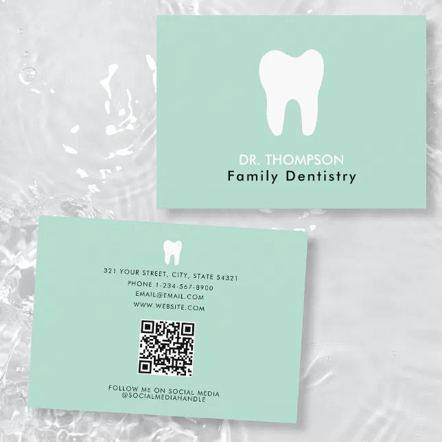 Dentist Tooth Logo Dentistry QR Code Social Media Business Card | Zazzle