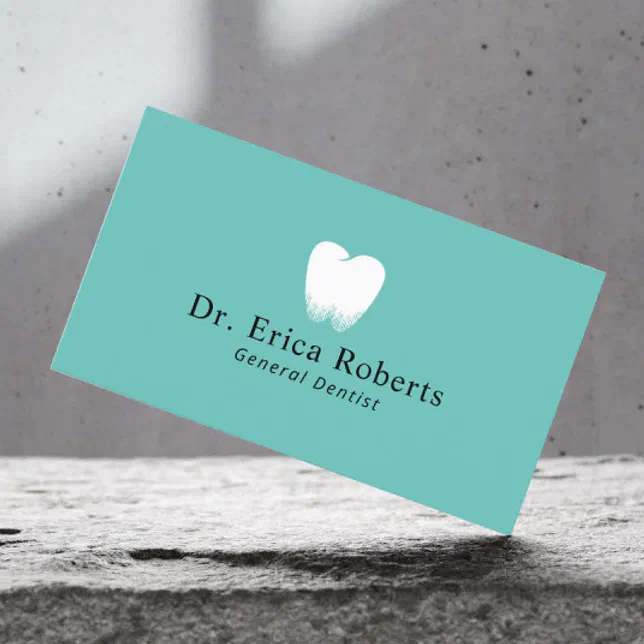Dentist Tooth Logo Light Teal Dental Office Business Card | Zazzle