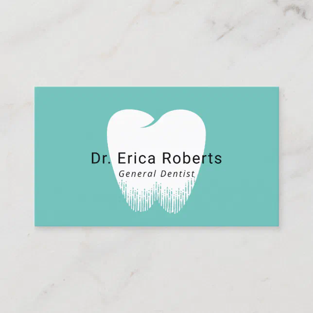 Dentist Tooth Logo Minimalist Teal Dental Care Business Card | Zazzle