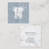 Dentist Tooth Modern Dusty Blue Glitter Dental Square Business Card ...