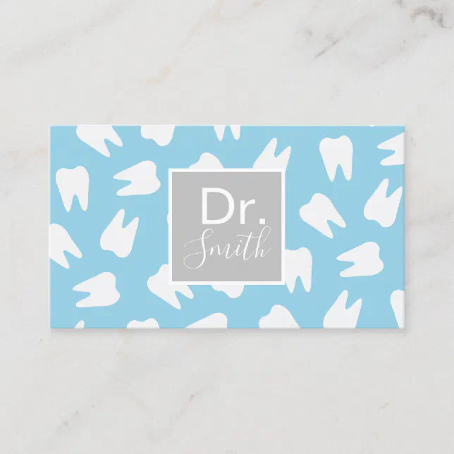 Dentist Tooth Pattern Elegant Blue Dental Care Business Card | Zazzle