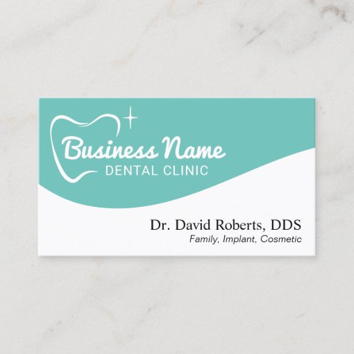 Dentist Tooth Typography Modern Teal Dental Care Appointment Card | Zazzle