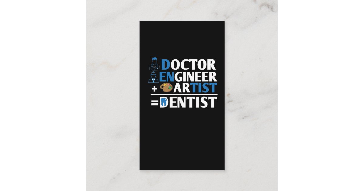 Dentistry Tooth Doctor Engineer Artist Dentist Business Card | Zazzle