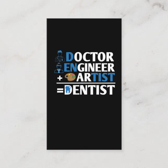 Dentistry Tooth Doctor Engineer Artist Dentist Business Card | Zazzle