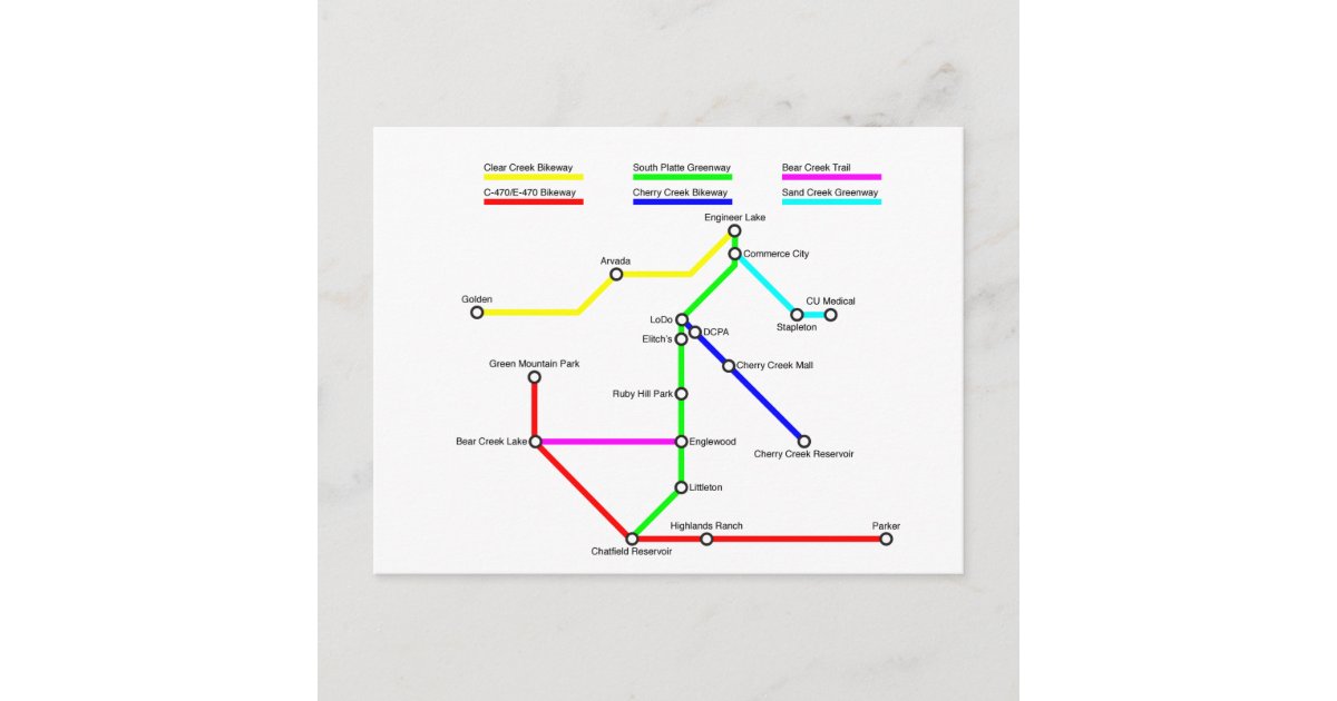 Denver Bike Map Postcard | Zazzle