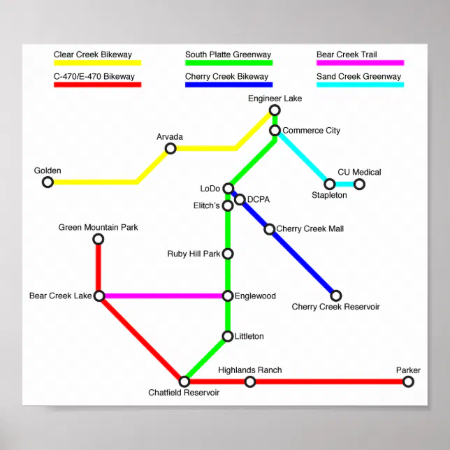 Denver Bike Map Poster | Zazzle