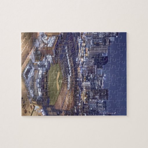 Denver City Skyline and Coors Field at Night Jigsaw Puzzle | Zazzle