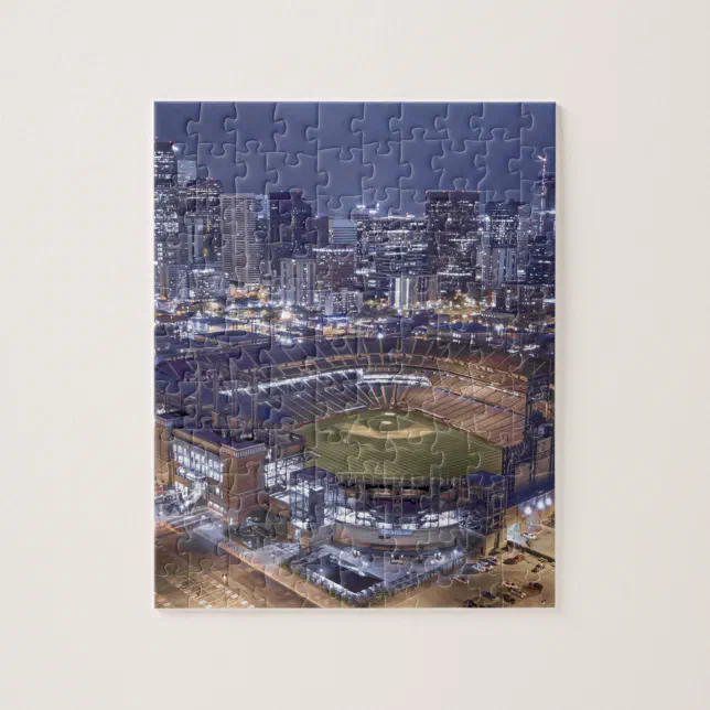 Denver City Skyline and Coors Field at Night Jigsaw Puzzle | Zazzle