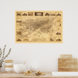 Denver, CO Panoramic Map - 1881 Poster | Zazzle