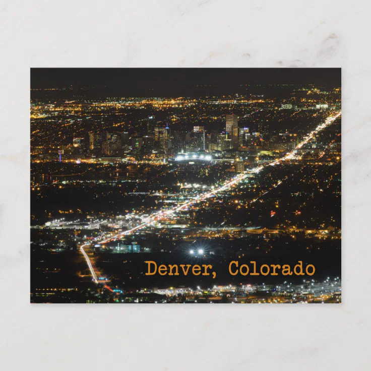 Denver Colorado at Night Postcard | Zazzle