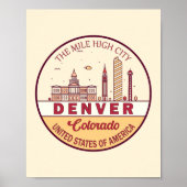 Denver Colorado City Skyline Emblem Poster | Zazzle